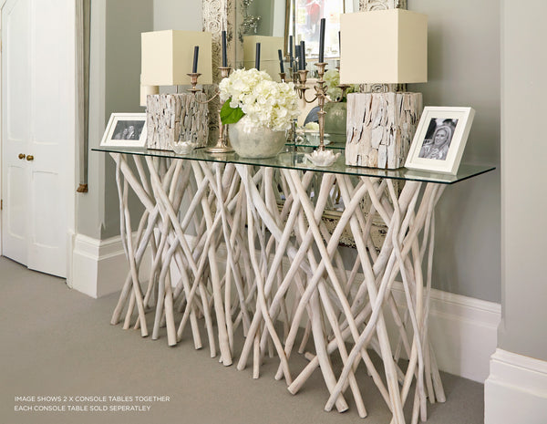Renee White Driftwood Console Table